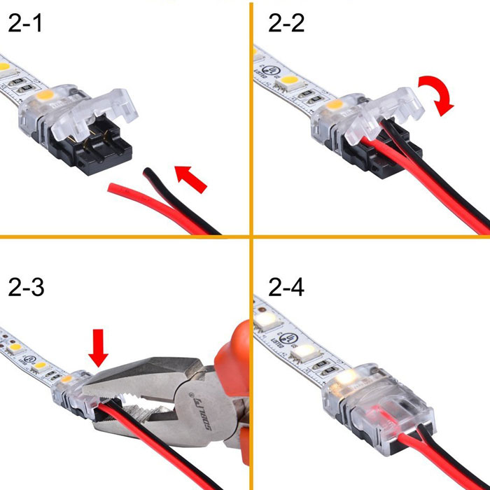 10mm LED Strip Connector 2 Pin for Non-waterproof Single Color Tape ...