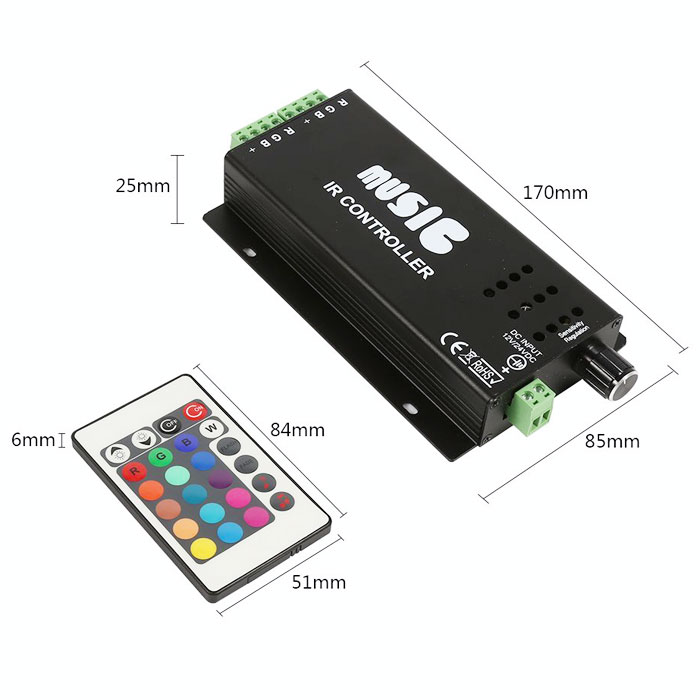 Smart LED Music IR Sound Sensor Controller with 24keys Remote Control ...